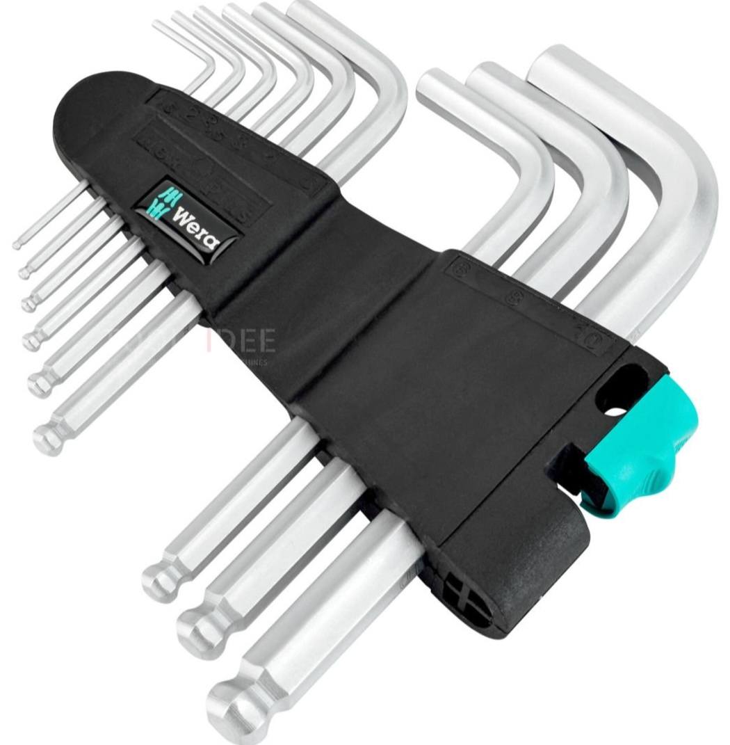 Wera Stubby 9 Piece Angle hexagon Allen key set 1.5-10mm with short ...